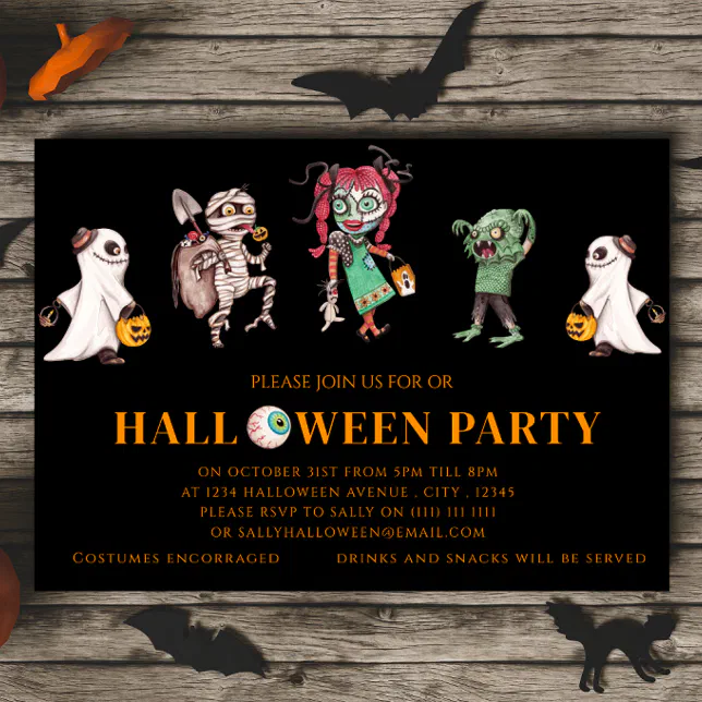kids costume halloween party invitation | Zazzle