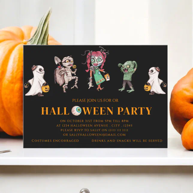 kids costume halloween party invitation | Zazzle