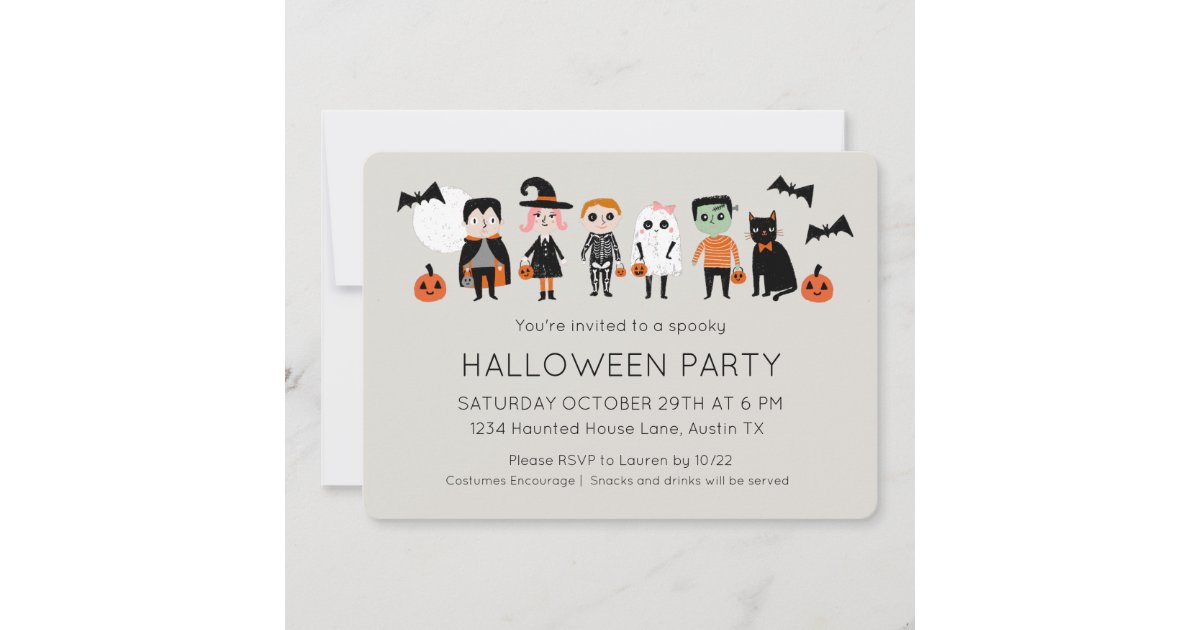 Kids Costume Party Halloween Invitation | Zazzle