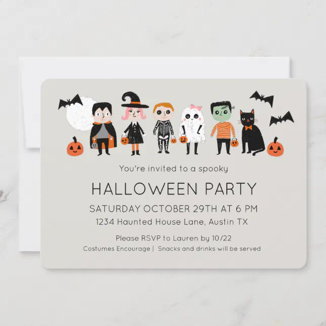 Kids Costume Party Halloween Invitation | Zazzle