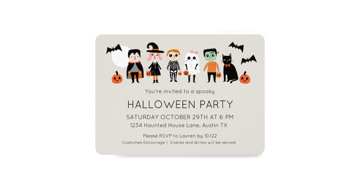 Kids Costume Party Halloween Invitation | Zazzle.com