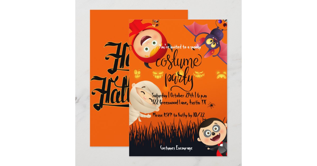 Kids costume party Halloween Invitation | Zazzle