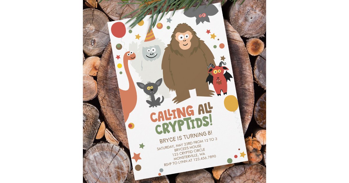 Kids Cryptid Birthday Invitation | Zazzle