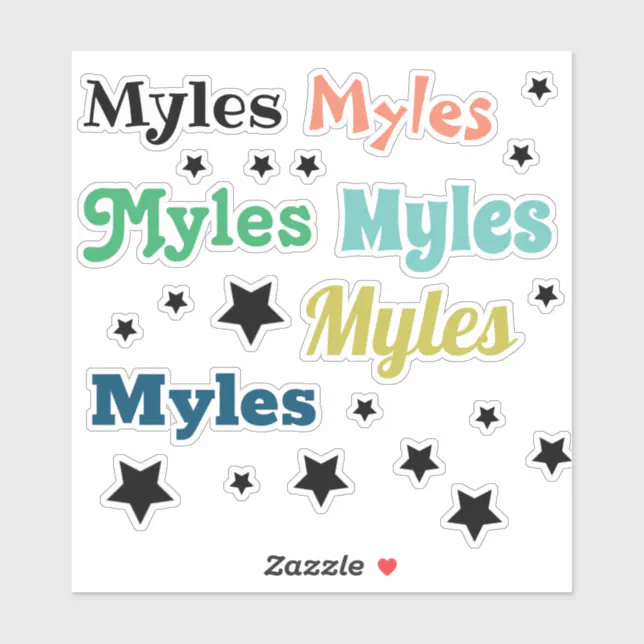 Kids custom name contour stickers | Zazzle