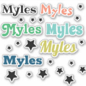 Kids custom name contour stickers | Zazzle