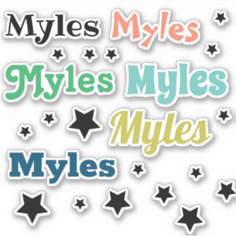 Kids custom name contour stickers | Zazzle