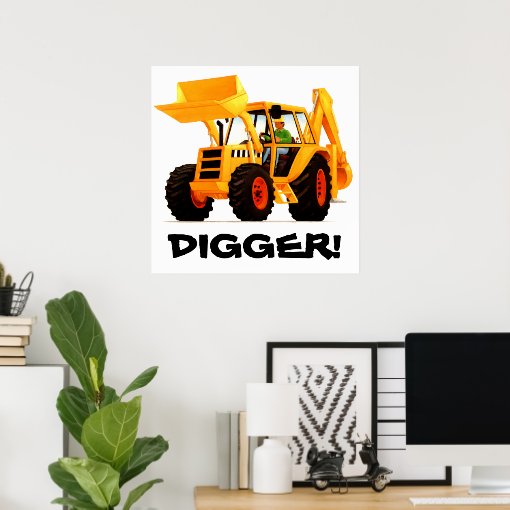 Kid's Custom Yellow Digger Poster | Zazzle