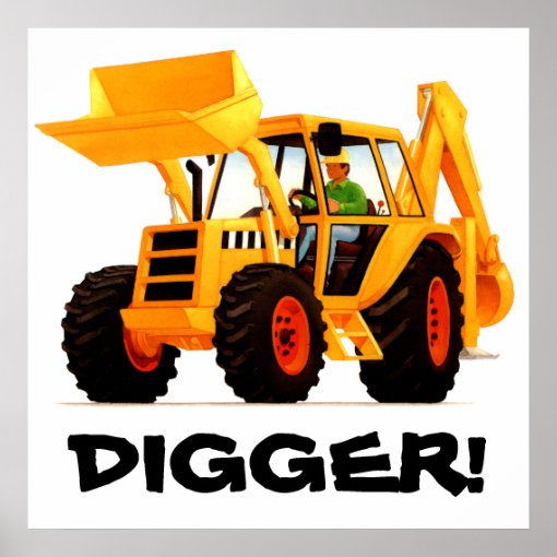 Kid's Custom Yellow Digger Poster | Zazzle