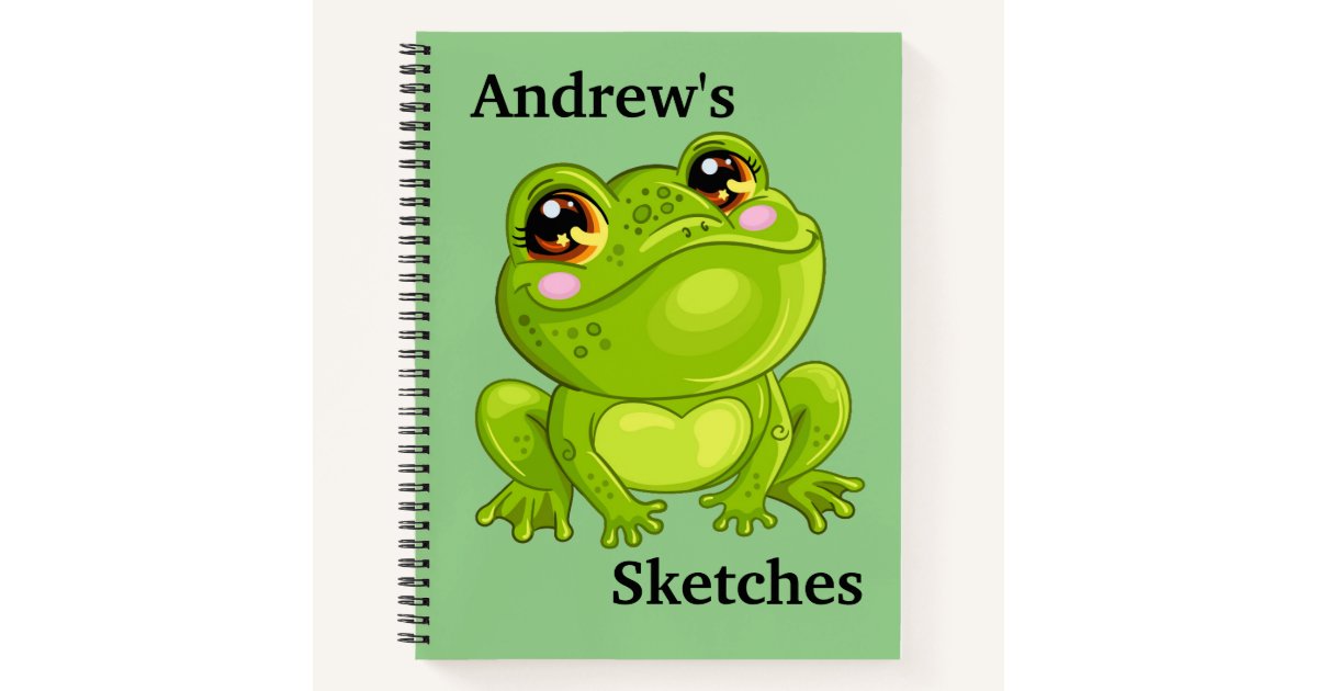 Kids Customizes Green Frog Notebook | Zazzle
