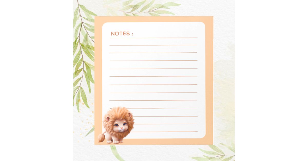 Kids Cute Animal Baby Lion Notepad | Zazzle