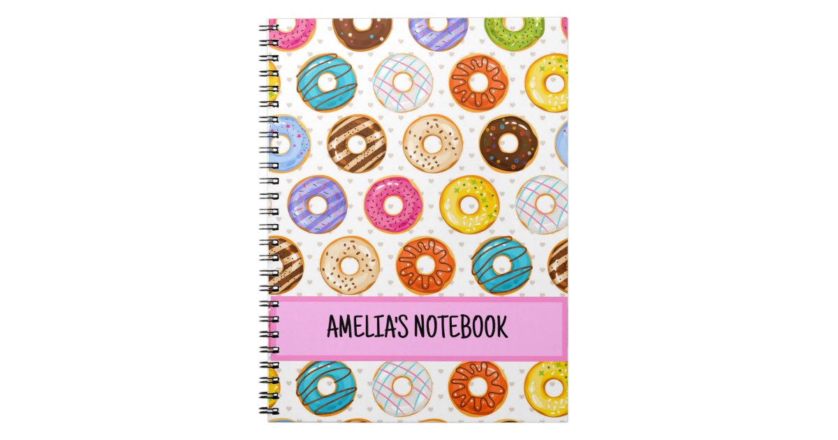 Kids Cute Donut Pattern Personalized Notebook | Zazzle
