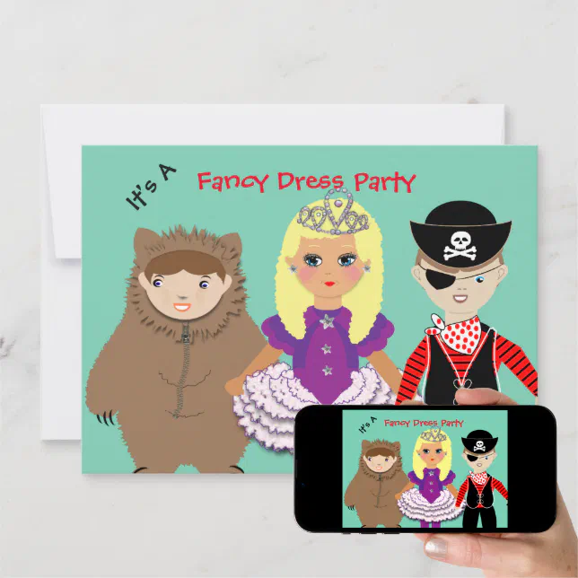 Kids Cute Fancy Dress Themed Party Invitation | Zazzle