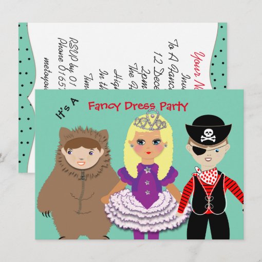 Kids Cute Fancy Dress Themed Party Invitation | Zazzle