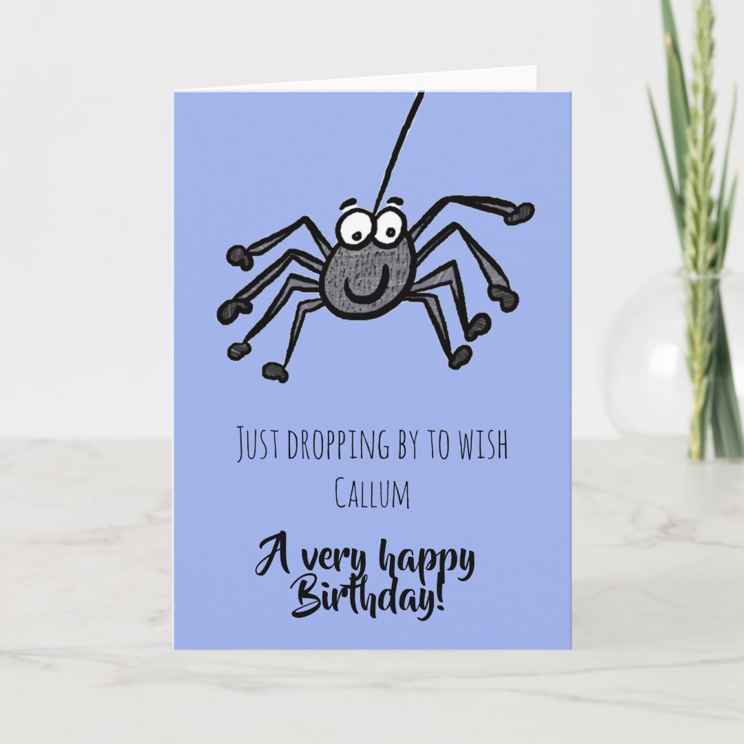 Kids Cute Spider Customisable Birthday Card | Zazzle