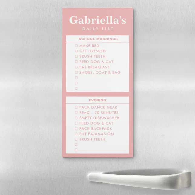 Kid's Daily AM PM Routine Chore Routine Checklist Magnetic Notepad | Zazzle