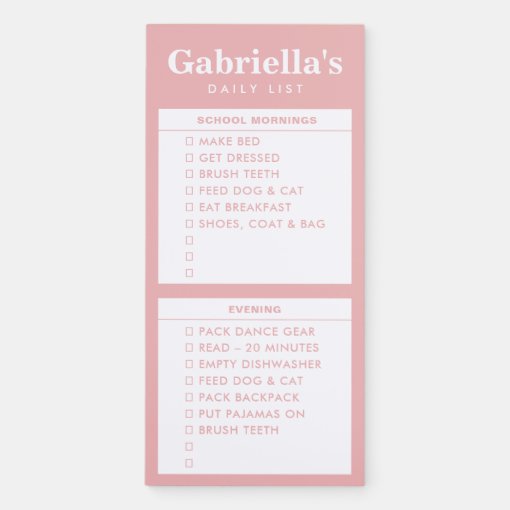 Kid's Daily AM PM Routine Chore Routine Checklist Magnetic Notepad | Zazzle