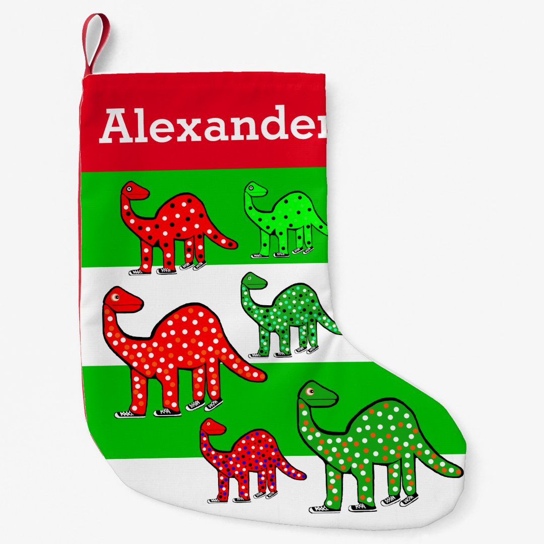 Kids Dinosaur Christmas Stocking Personalized Gift | Zazzle
