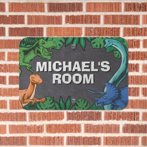 Kids Dinosaur Dino Trex Prehistoric Boy Bedroom Metal Sign | Zazzle