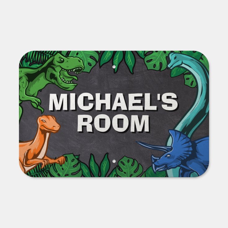 Kids Dinosaur Dino Trex Prehistoric Boy Bedroom Metal Sign | Zazzle