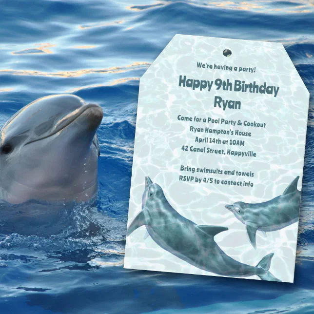 Kids Dolphin Birthday Party Invitations | Zazzle