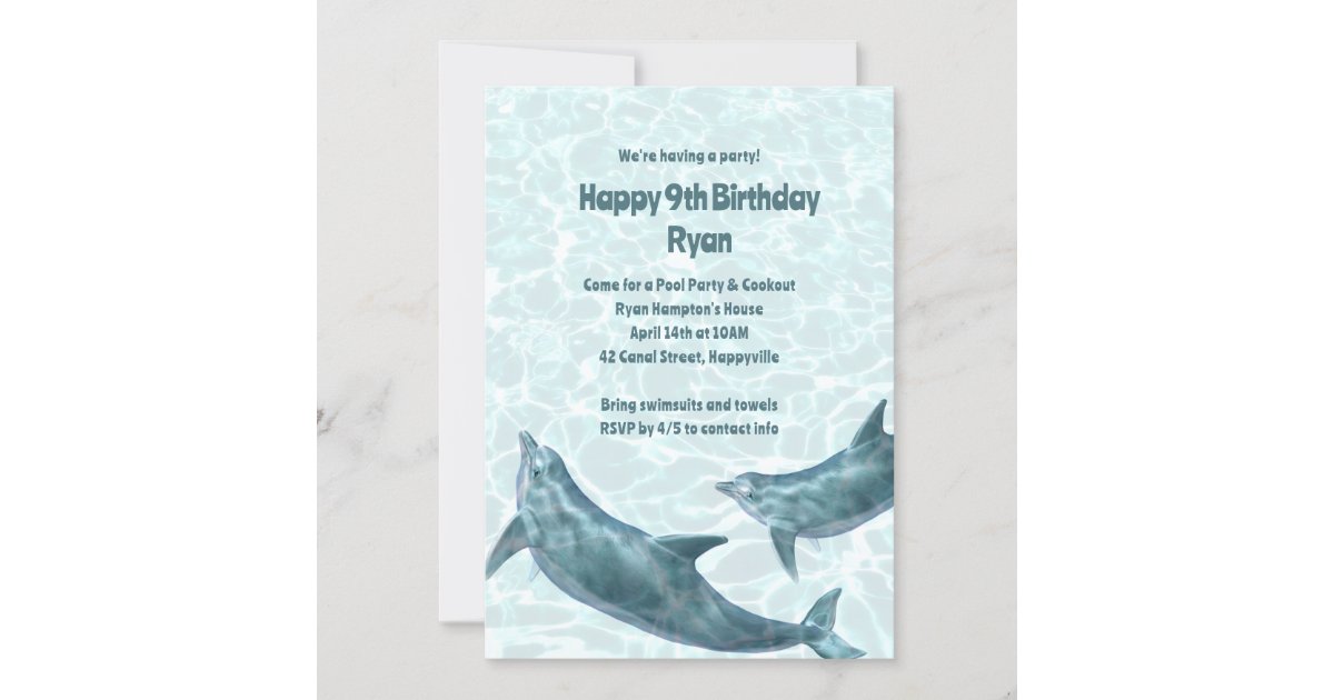 Kids Dolphin Birthday Party Invitations | Zazzle