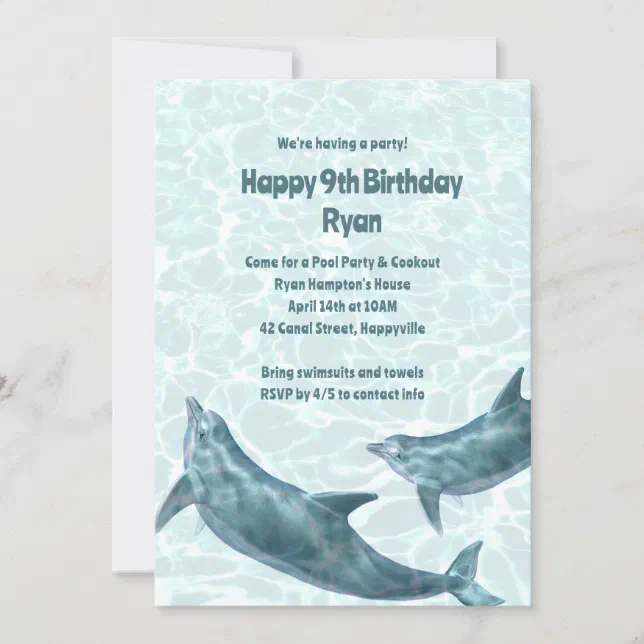 Kids Dolphin Birthday Party Invitations | Zazzle