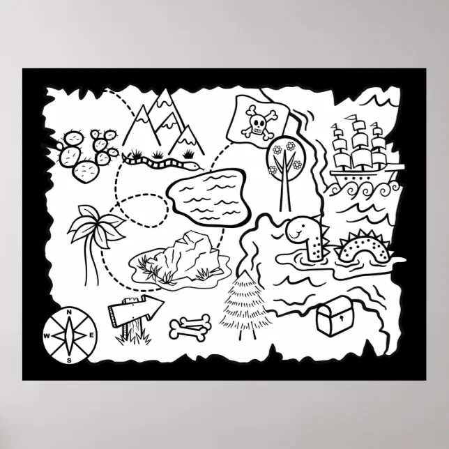 treasure map coloring picture