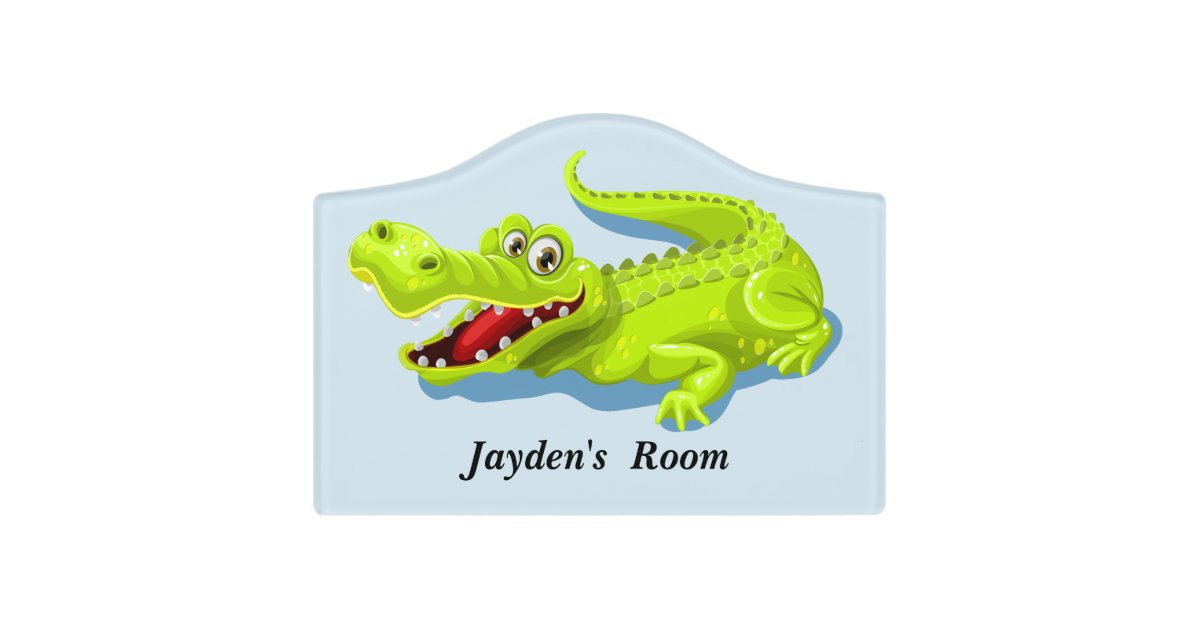 Kid's Door Sign Cute Baby Alligator | Zazzle