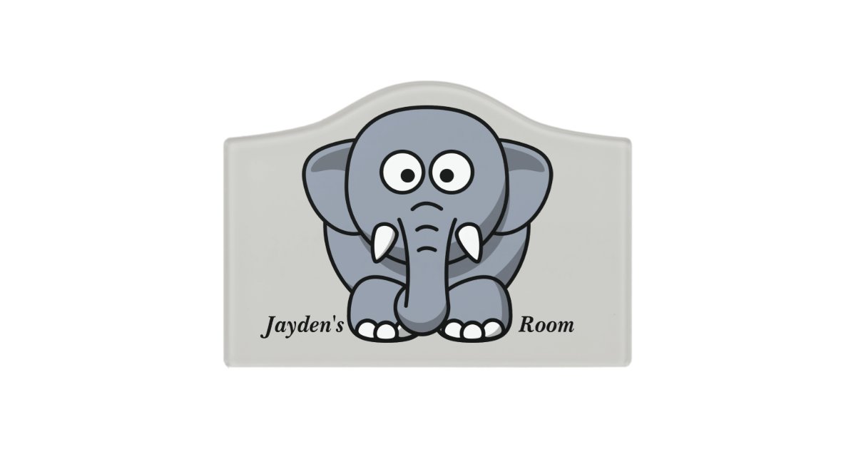 Kid's Door Sign Cute Baby Elephant | Zazzle