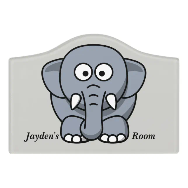 Kid's Door Sign Cute Baby Elephant | Zazzle