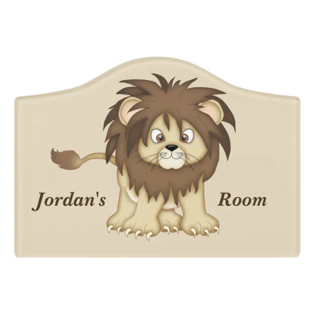 Kid's Door Sign Cute Baby Lion | Zazzle
