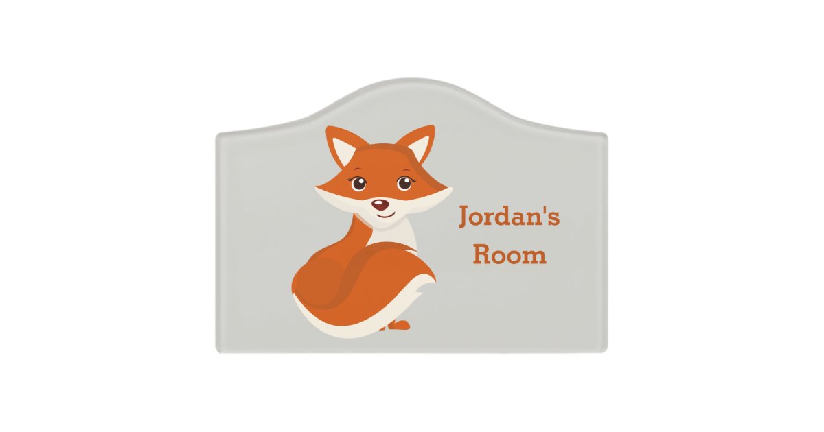 Kid's Door Sign Cute Woodland Fox | Zazzle