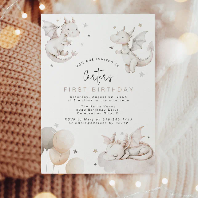 Kids Dragon Birthday Party Invitation | Zazzle