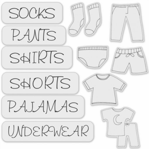 Kids Dresser Labels Set for Clothing Organization | Zazzle