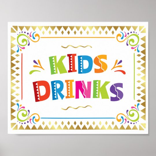 KIDS DRINKS Fiesta Party Sign Print | Zazzle