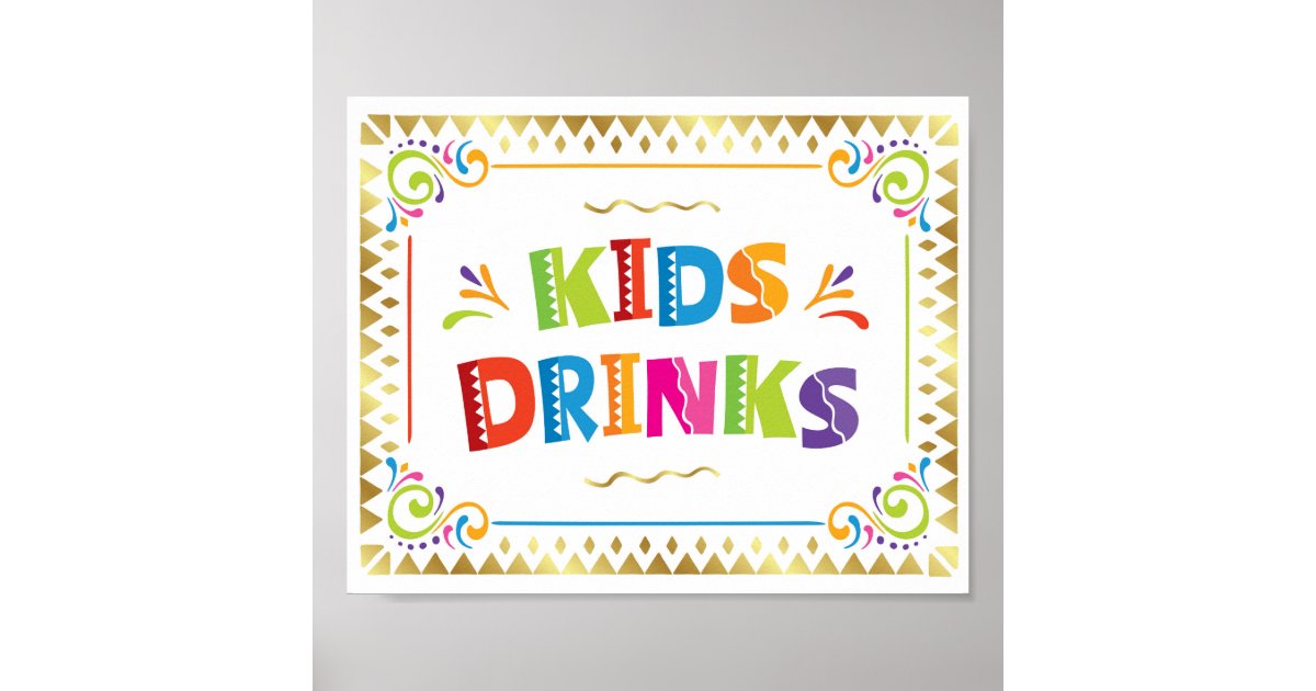 KIDS DRINKS Fiesta Party Sign Print | Zazzle