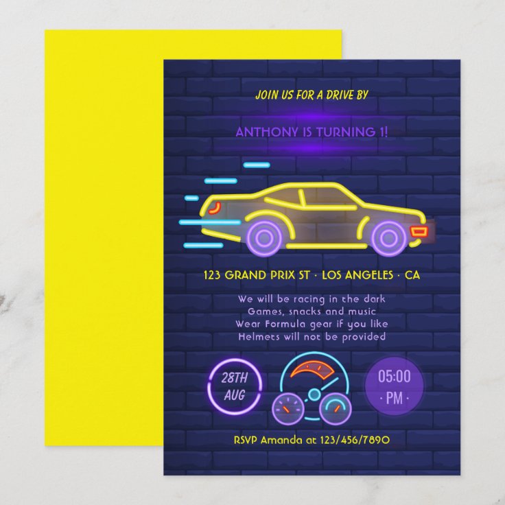 Kids Drive By Birthday Party Invitation | Zazzle