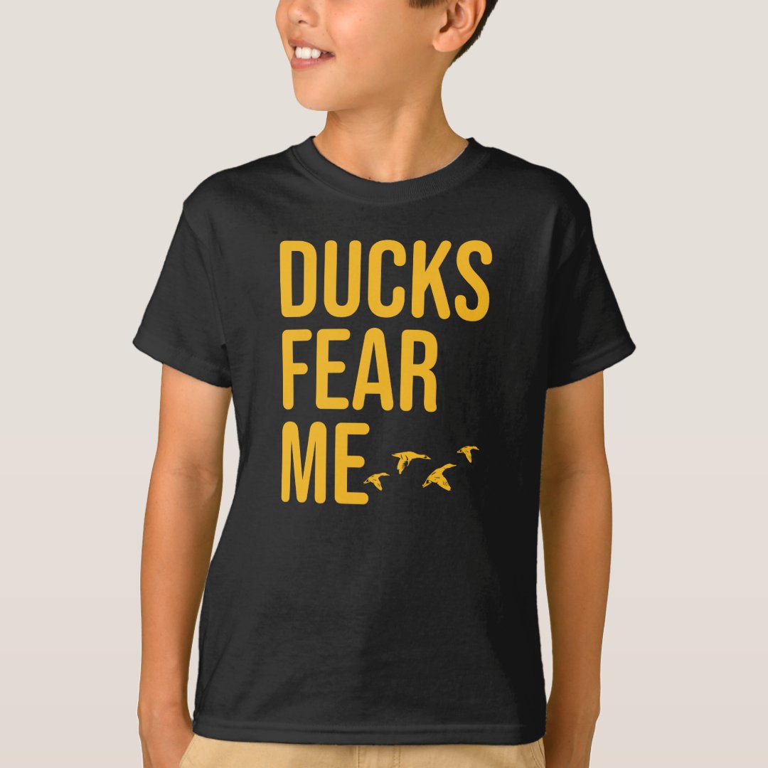 Kid's Duck Hunting Shirt Ducks Fear Me | Zazzle