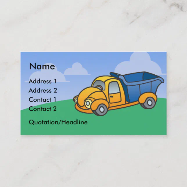 Kids Dump Truck Business Cards (standard) | Zazzle