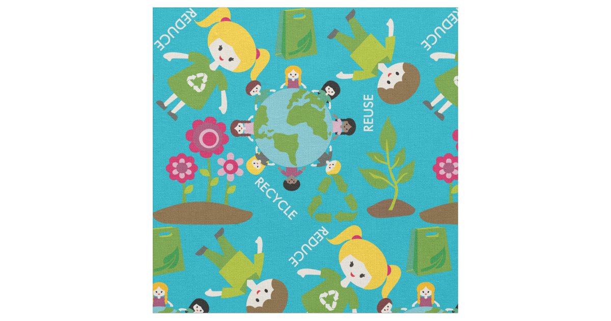Kids Earth Day Fabric | Zazzle