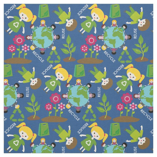 Kids Earth Day Fabric | Zazzle