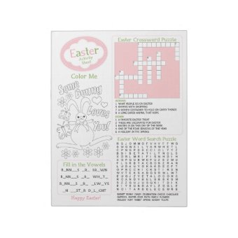 Kid's Easter Activity Fun Sheet 8.5"x11" Notepad | Zazzle