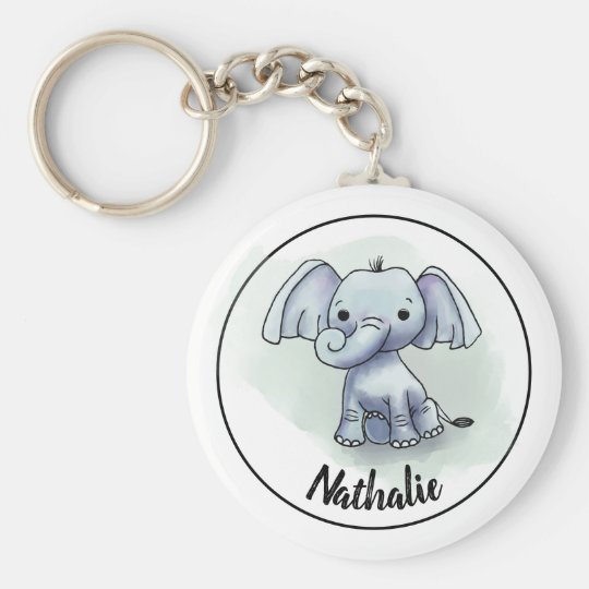 Kids elephant baby keychain with name | Zazzle.com