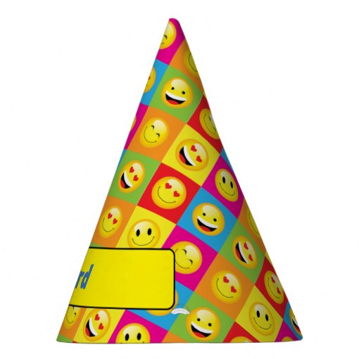 Kids Emoji Birthday Party Happy Smilies Faces Party Hat | Zazzle