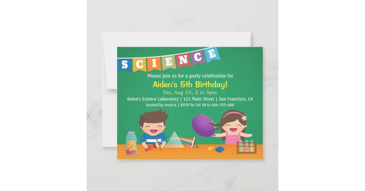 Kids Experiment Science Birthday Party Invitations | Zazzle