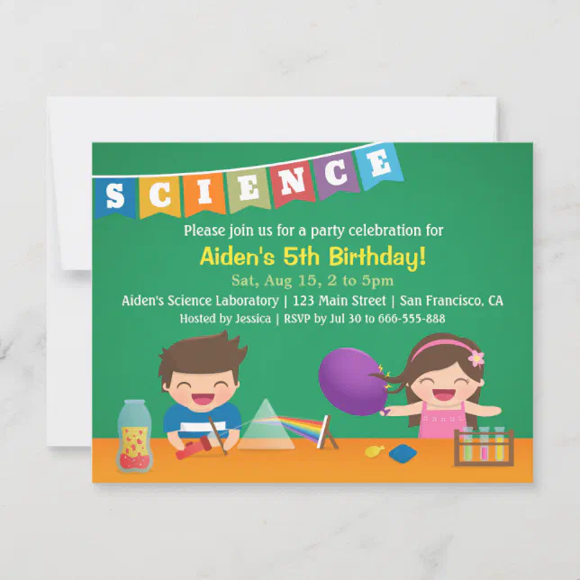 Kids Experiment Science Birthday Party Invitations | Zazzle