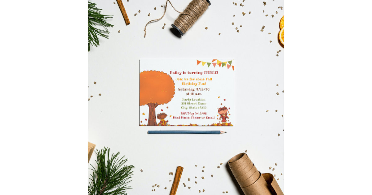 Kids Fall Birthday Invitation | Zazzle