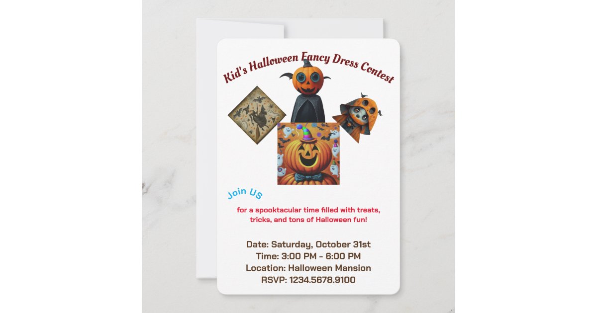 Kid's Fancy-Dress Halloween Party Contest Invitation | Zazzle