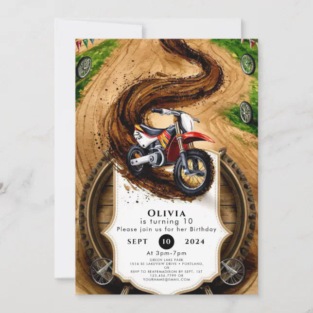 Kids' Fast Motorcycle Birthday Invitation | Zazzle