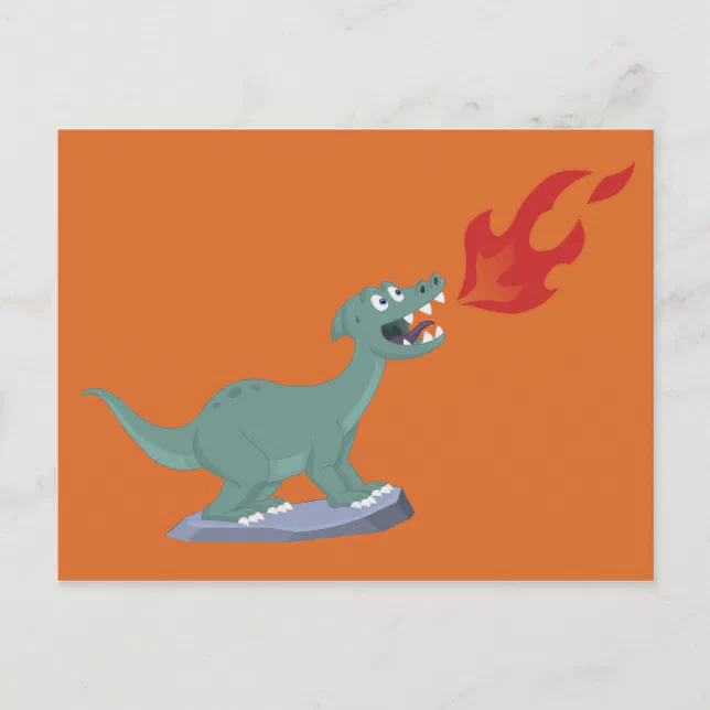 Kids Fire-Breathing Dinosaur Art by Jeff Nevins Postcard | Zazzle